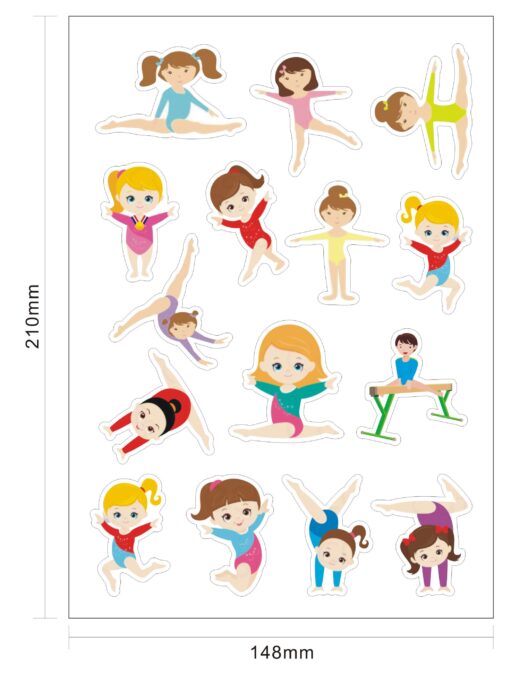 Gymnastic stocker, Acro themed stickers. Female gymnasts