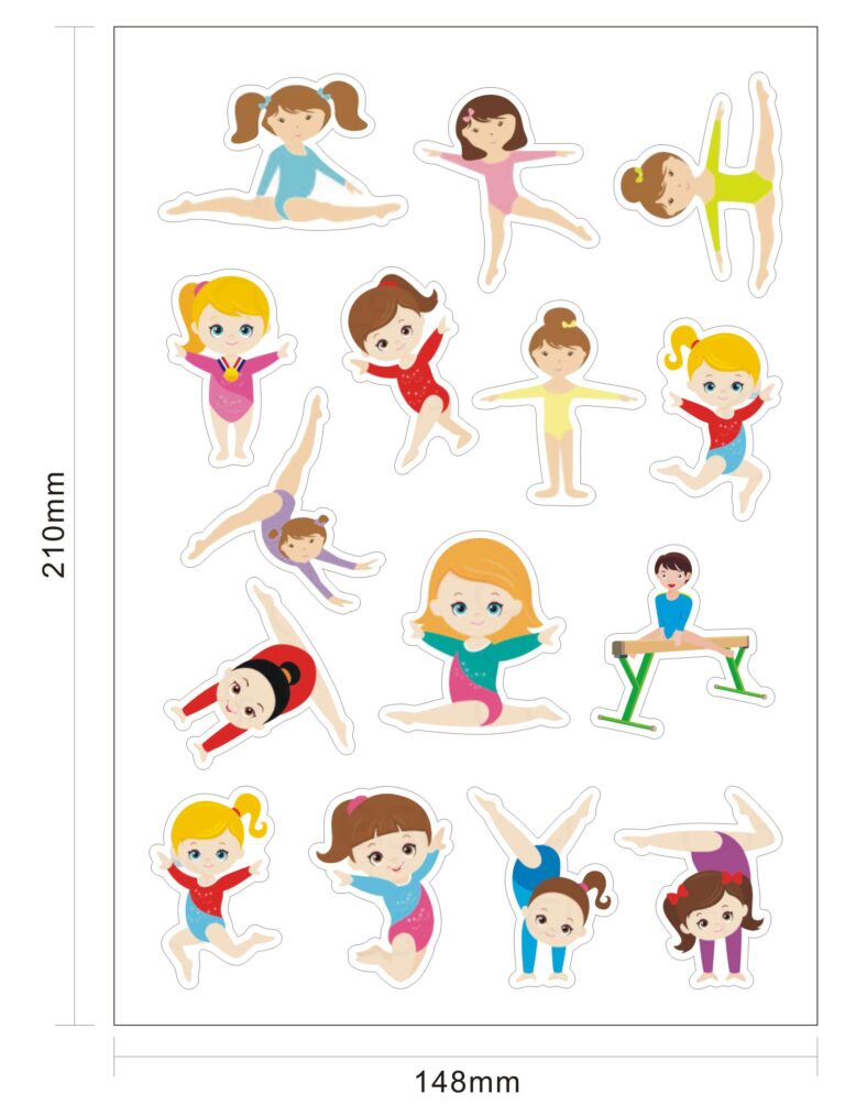 Gymnastic stocker, Acro themed stickers. Female gymnasts