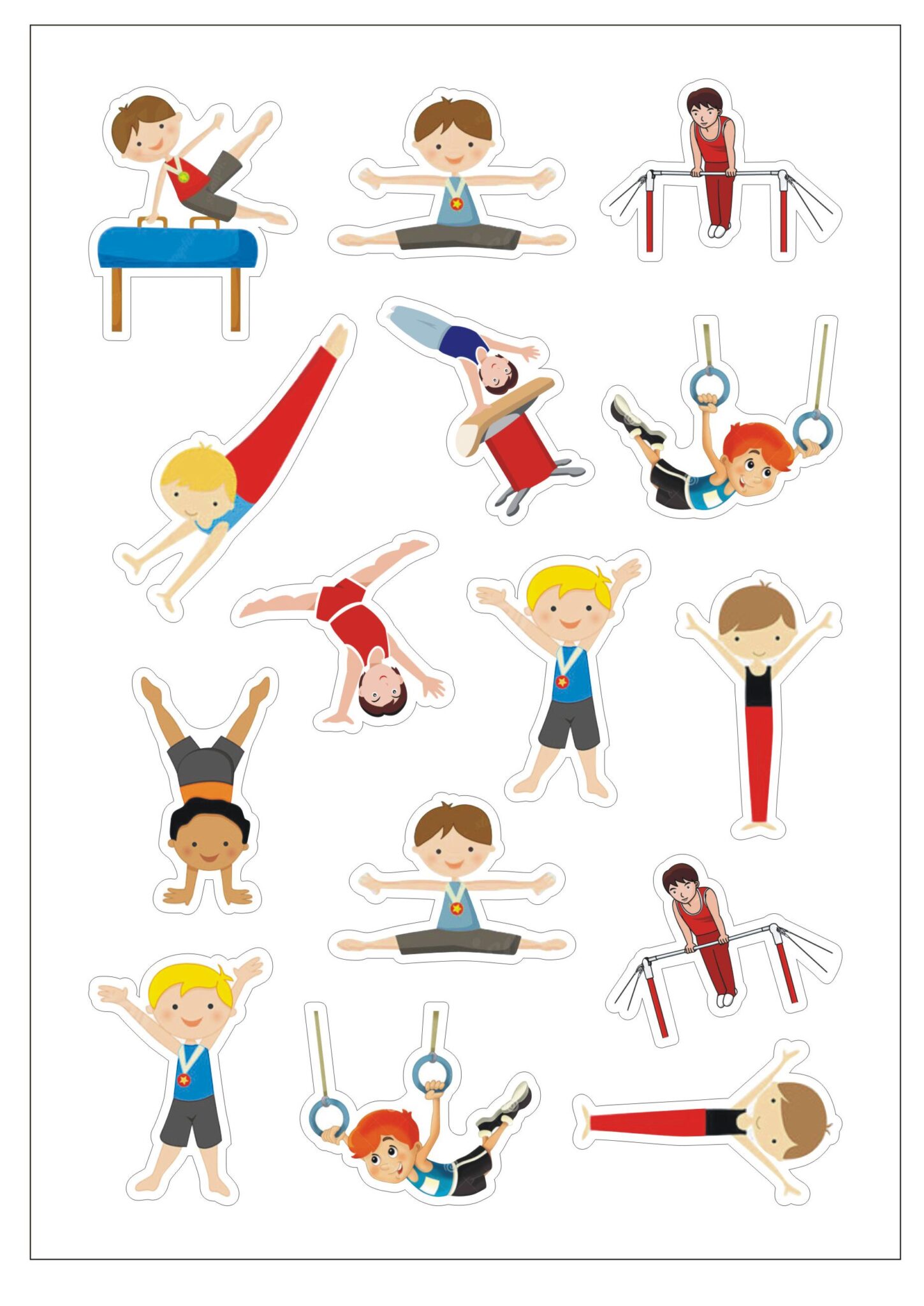 Gymnastic stocker, Acro themed stickers. Male gymnasts