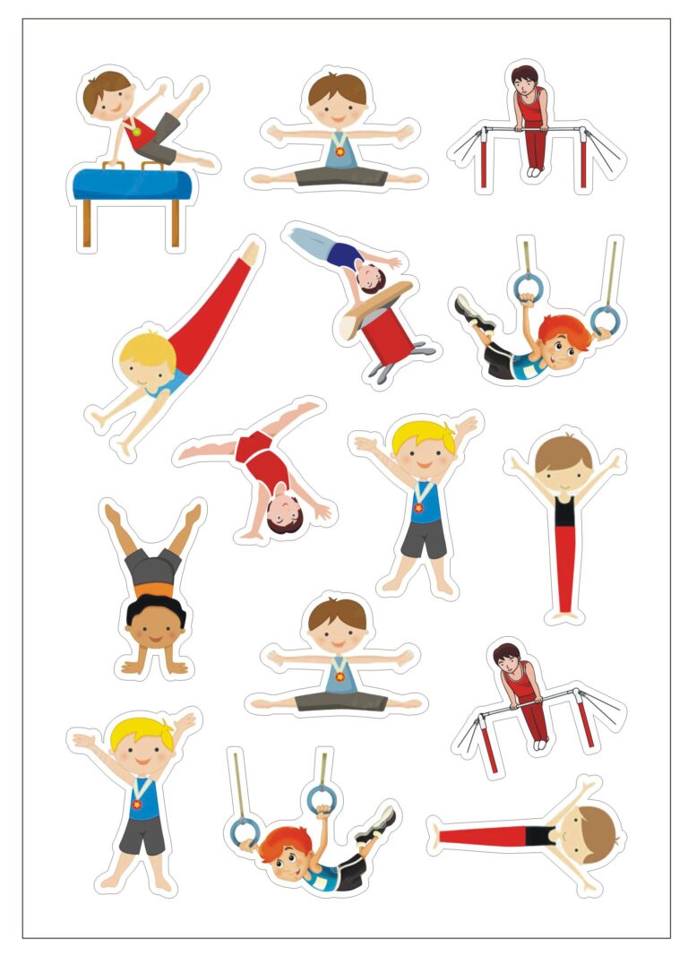 Gymnastic stocker, Acro themed stickers. Male gymnasts